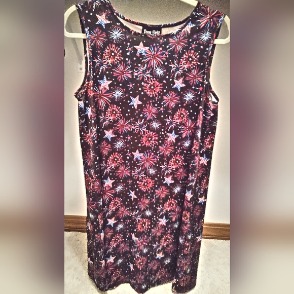 Dress Works | Dresses | Black Sundress With Fireworks Flags Stars ...